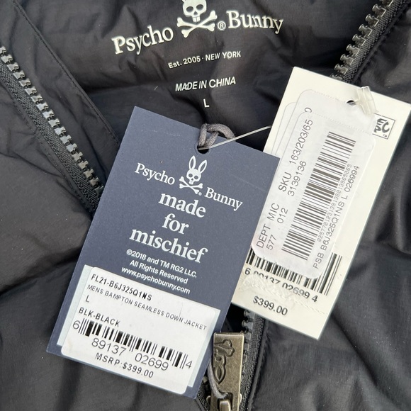 Psycho Bunny | Jackets & Coats | New Mens Psycho Bunny Black Down ...